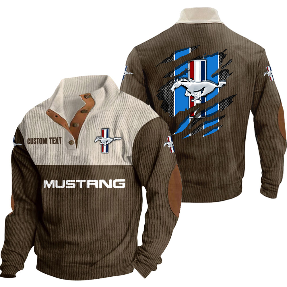 Ford Mustang Corduroy Casual Stand Collar Sweatshirts Vintage Color ...
