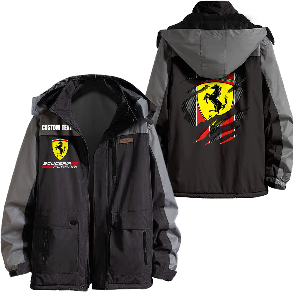Ferrari Scuderia Windbreaker Ski Jacket, Hooded fleece long jacket ...
